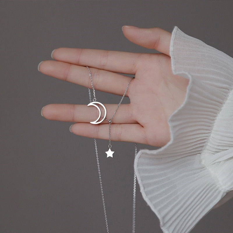 Colar Lua e Estrela Folheado em Prata 925 – MyMya Loja